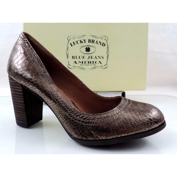 Lucky Brand | Shoes | Lucky Brand Sofi High Heel Dress Pumps Pewter Metallic Crackle Size 95 ...